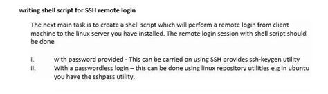 Solved Writing Shell Script For Ssh Remote Login The Next