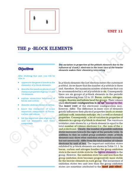 P Block Ncert Pdf Periodic Table Chemical Bond