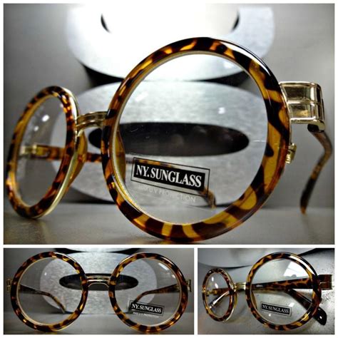 Men Women Classic Vintage Style Clear Lens Eye Glasses Round Tortoise