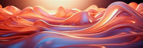 Illustration Of Abstract 3d Background With An Orange Wavy Fluid Stock