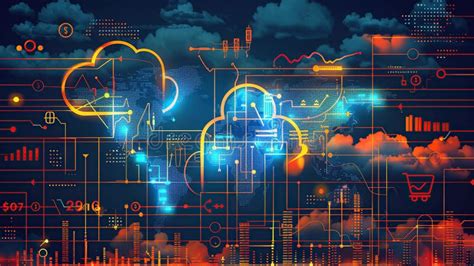 Digital Network With Cloud Computing And Cityscape Stock Illustration