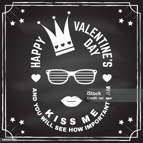 해피 발렌타인 데이 하루 스탬프 오버레이 배지 크라운 입술과 안경 카드 벡터입니다 빈티지 타이 포 그래피 디자인 초대 복고 스타일 발렌타인 로맨틱 축제 엠 블 럼 고풍스런에