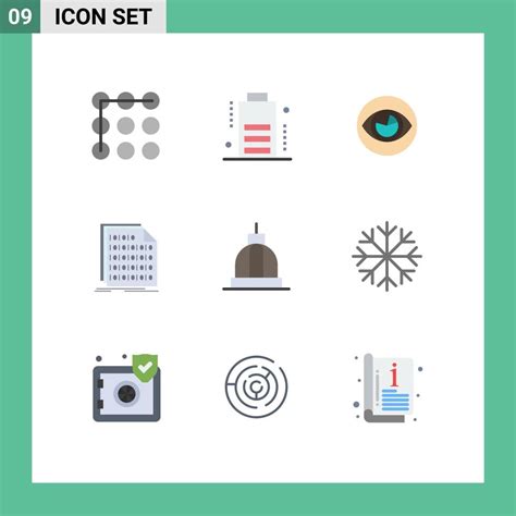 Mobile Interface Flat Color Set Of 9 Pictograms Of Bank Document View