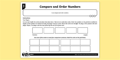 Comparing And Ordering Numbers Differentiated Activity