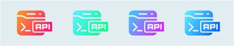 Api Solid Icon In Gradient Colors Application Programming Interface Signs Vector Illustration