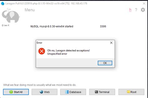 Laragon Detects An Exception Issue 359 Leokhoa Laragon GitHub