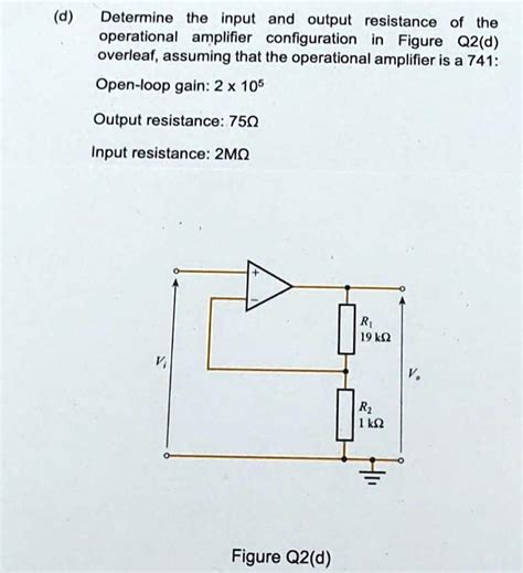 Solved D Determine The Input And Output Resistance Of The Operational Amplifier Configuration