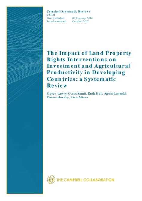 Pdf The Impact Of Land Property Rights Interventions On Investment And Agricultural