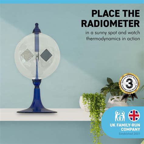 16cm High Solar Radiometer 4 Blades Rotating Glass Windmill Crookes