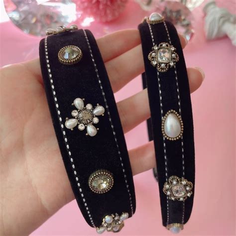 벨벳 자수 고급스러운 보석 큐빅 얇은 두꺼운 머리띠