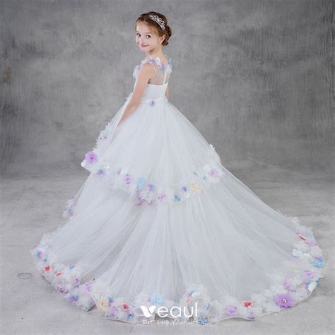 Flower Fairy White Flower Girl Dresses 2018 A Line Princess See