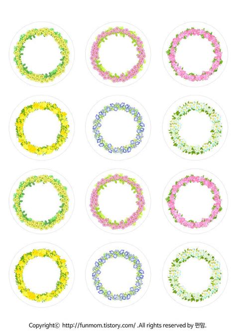 원형 꽃 이름표 도안 이미지 자료 Tarjetas Miniaturas Bautismo