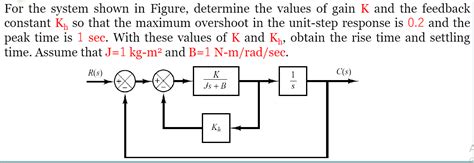 Solved For The System Shown In Figure Determine The Values Chegg
