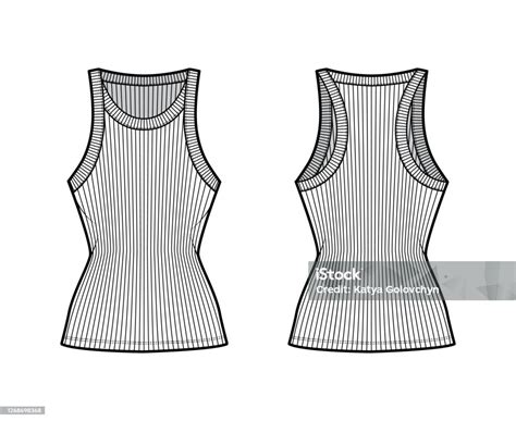 리브레이버 백 코튼 저지 탱크 테크니컬 패션 일러스트와 와이드 스쿱 넥 핏 니트 바디 튜닉 길이 웃옷에 대한 스톡 벡터 아트 및 기타 이미지 Istock