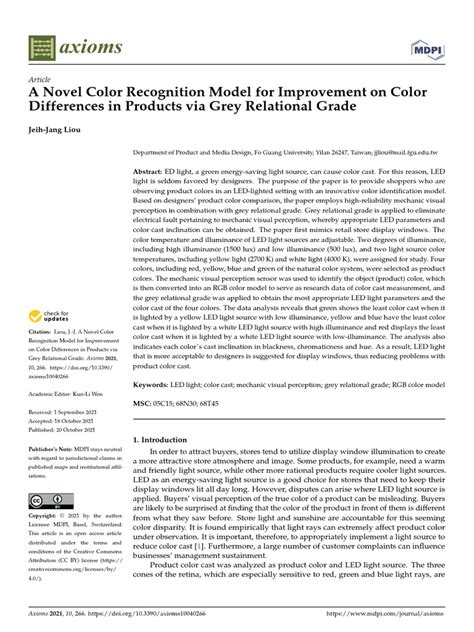 A Novel Color Recognition Model For Improvement On Color Differences In Products Via Grey