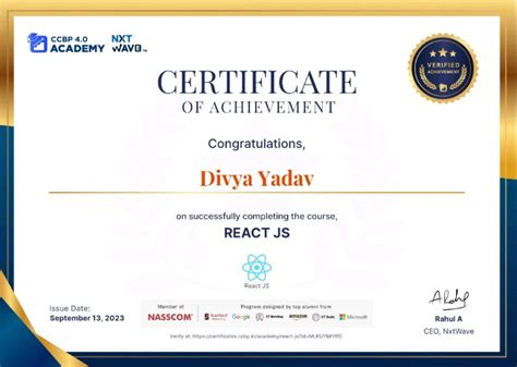 Divya Yadav On Linkedin Reactjs Certification Webdevelopment