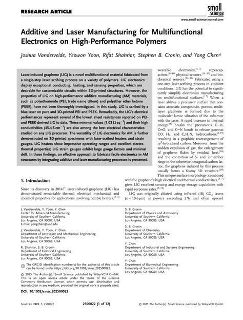 Pdf Additive And Laser Manufacturing For Multifunctional Electronics