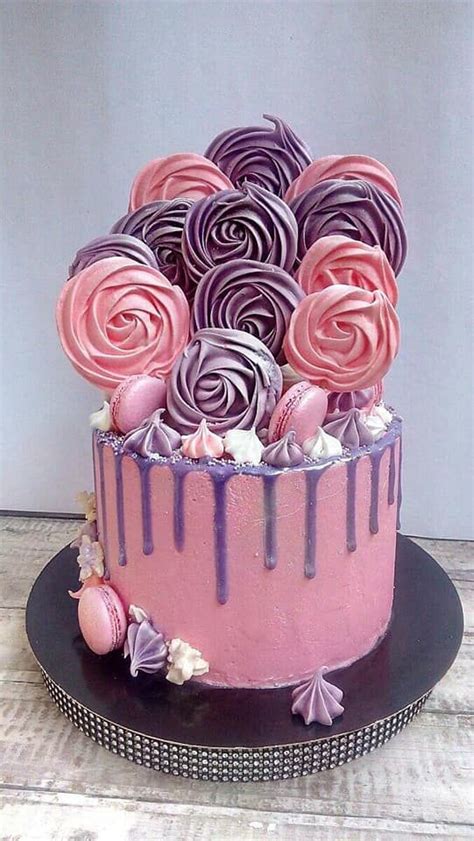 Pink And Purple Flower Cake