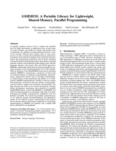 Pdf Gshmem A Portable Library For Lightweight Shared Memory