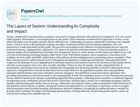 The Layers Of Sexism Understanding Its Complexity And Impact Free