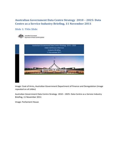 Australian Government Data Centre Strategy 2010 2025 Data