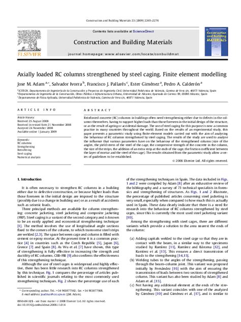Pdf Axially Loaded Rc Columns Strengthened By Steel Caging Finite