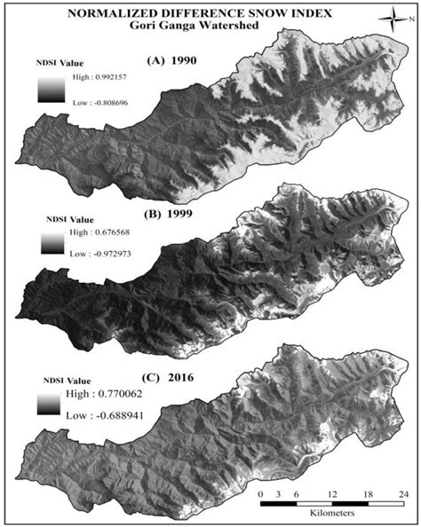 Normalized Difference Snow Index Ndsi Map Values 04 In Different