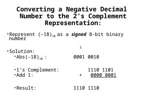 ppt converting a negative decimal number to the 2 s complement