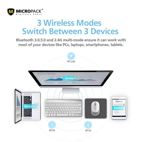 Buy Micropack Mp 746w Dual Modes Wireless And Bluetooth Multi Device Mouse With Cheapest Price In