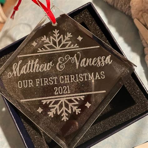 Personalized Engraved Glass Christmas Ornament Our First Christmas Ornament Couples Christmas