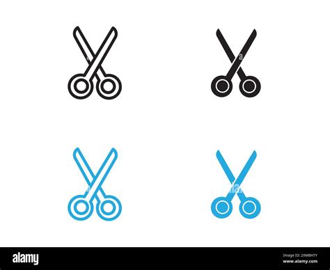Scissors Cutting Icon Vector Line Logo Mark Or Symbol Set Collection