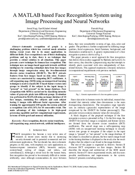 Pdf A Matlab Based Face Recognition System Using Image Processing And