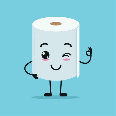 Cute Happy Toilet Paper Character Funny Smiling And Blink Tissue