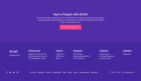 Bootstrap 4 Footer Template With Social Media Icons Example
