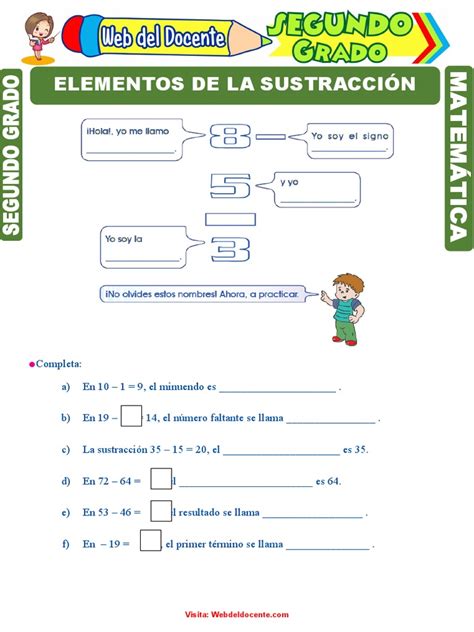 Ejercicios De Sustracción Para 2° Grado Pdf