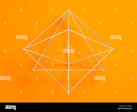 Metallic Wire Frame Lattice Object Abstract Geometric Structure Over