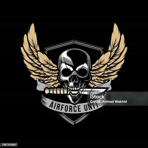 군사 두개골 물린 단검 벡터 일러스트 레이 션 로고 로고 상표 표시 상징을 위한 디자인 성분 군사에 대한 스톡 벡터 아트 및 기타 이미지 Istock