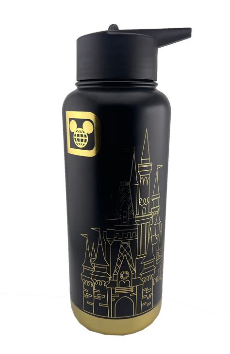 Disney Water Bottle Walt Disney World Castle Black And Gold