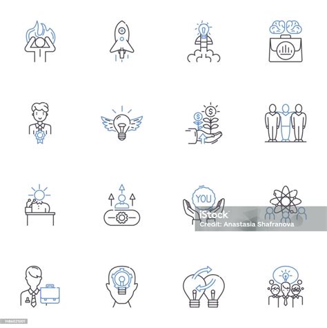 흥분 라인 아이콘 컬렉션입니다 스릴 기대 행복감 서두르다 불꽃 에너지 열정 벡터 및 선형 그림 과대 광고 아드레날린 버스트 개요