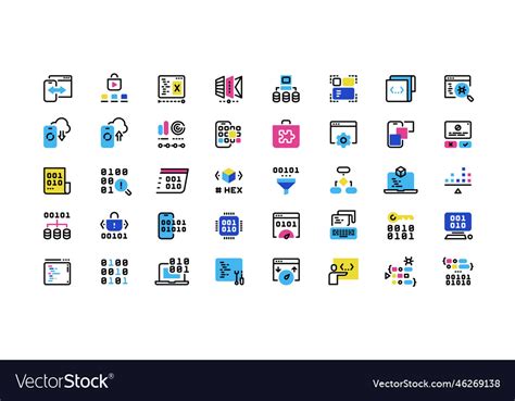 Software Development Line Icons Program Coding Vector Image