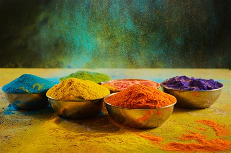 그릇에 담긴 다채로운 전통 홀리 파우더 해피 홀리 컨셉 인도 컬러 페스티벌 색상 묘사에 대한 스톡 사진 및 기타 이미지 색상