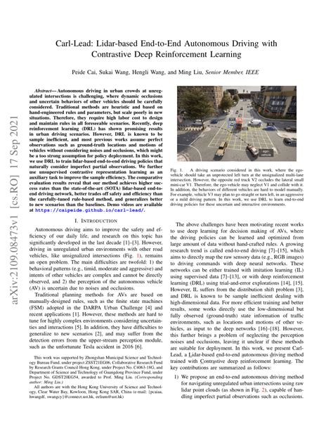 Pdf Carl Lead Lidar Based End To End Autonomous Driving With Contrastive Deep Reinforcement