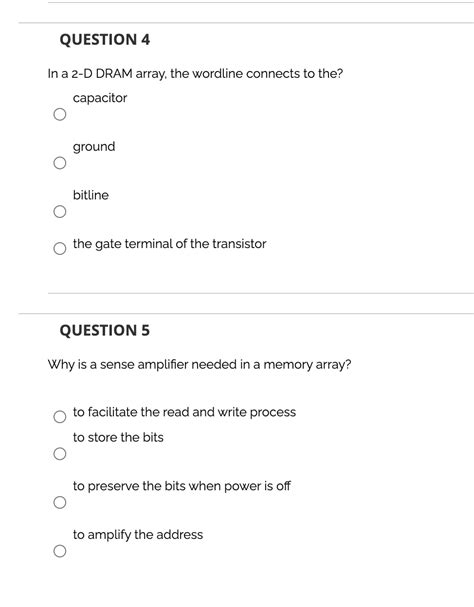 Solved Question 4 In A 2 D Dram Array The Wordline Connects