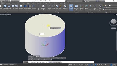 Cylinder Command In Autocad 2015 Youtube