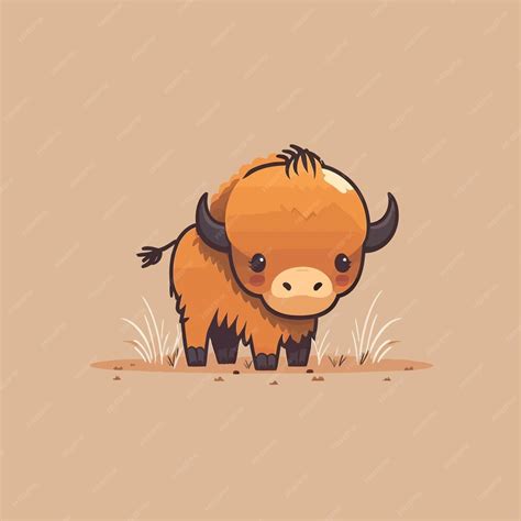 Premium Vector Cute Kawaii Buffalo Chibi Mascot Vector Cartoon Style