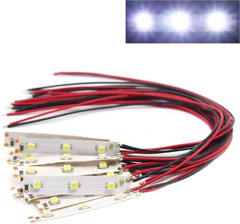 DD W Pcs Pre Wired White Strip Led Light Self Adhesive Flexible SMD LED V V