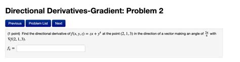 Solved Directional Derivatives Gradient Problem 2 1 Point