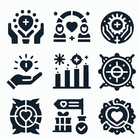 Core Values Solid Icon Set Vector Graphic Glyph Style Pictogram Package Isolated On White