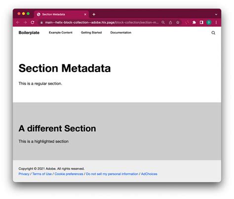 Section Metadata