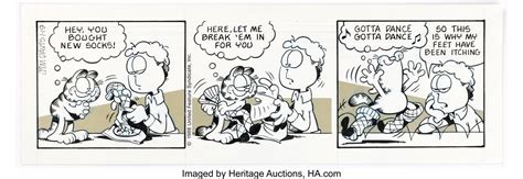 Jim Davis Garfield Daily Comic Strip Original Art Dated 1 19 88 Lot